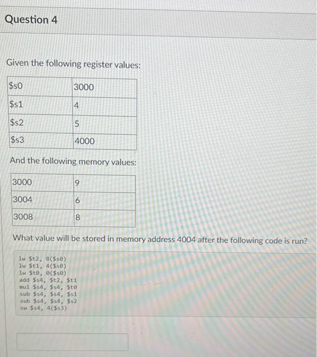 Solved Given The Following Register Values And The 
