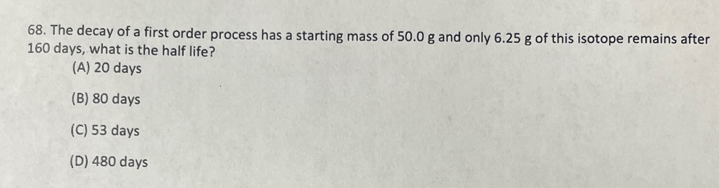 The decay of a first order process has a starting | Chegg.com
