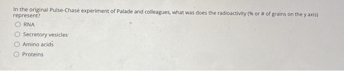 Solved In the original Pulse-Chase experiment of Palade and | Chegg.com