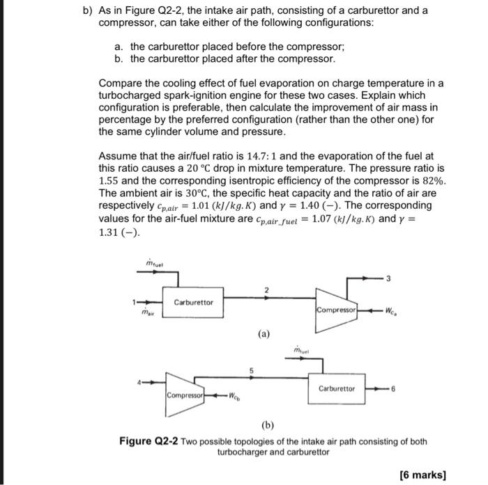 Solved b) As in Figure Q2-2, the intake air path, consisting | Chegg.com