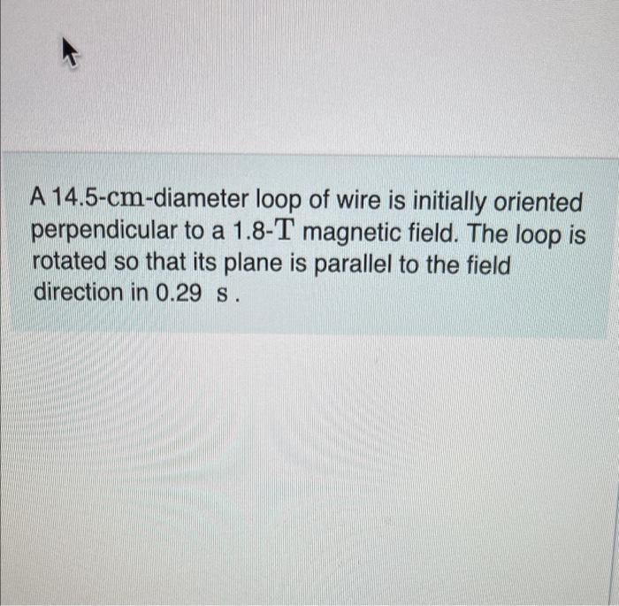 Solved A 14.5-cm-diameter loop of wire is initially oriented | Chegg.com