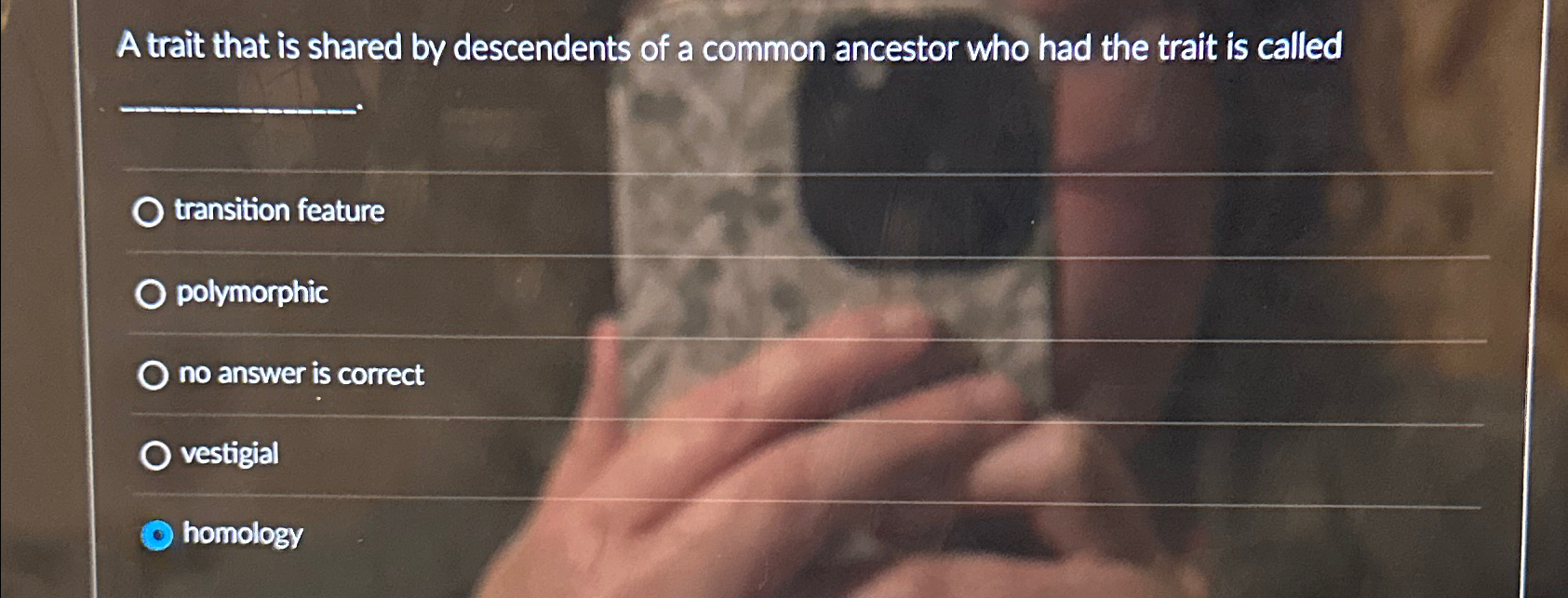 Solved A trait that is shared by descendents of a common | Chegg.com
