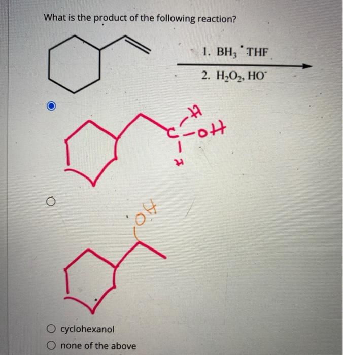 Solved What is the product of the following reaction? 1. BH; | Chegg.com