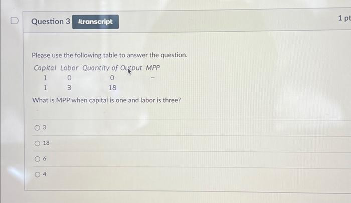 Solved D Question 3 transcript Please use the following | Chegg.com
