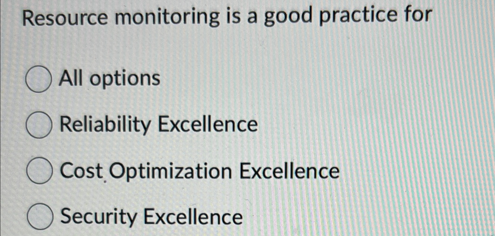 Solved Resource monitoring is a good practice forAll | Chegg.com
