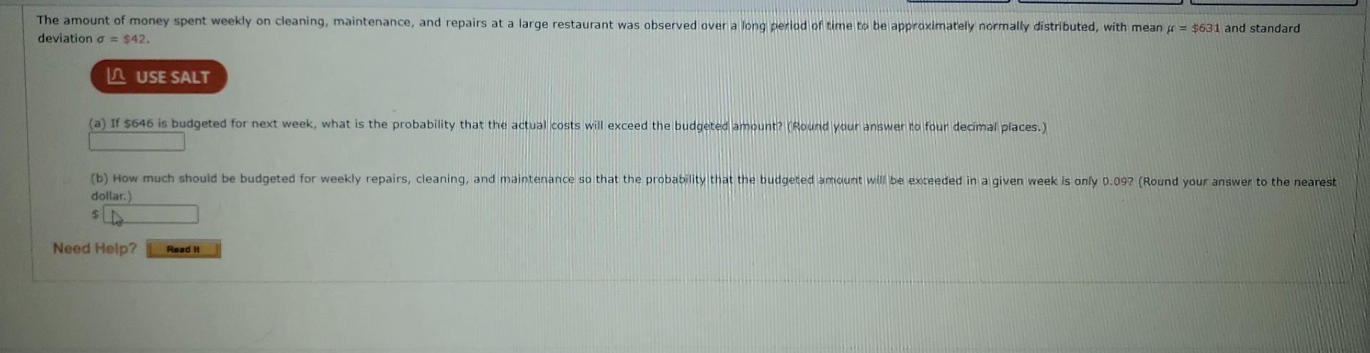 Solved deviation σ=$42. Neod Help? | Chegg.com
