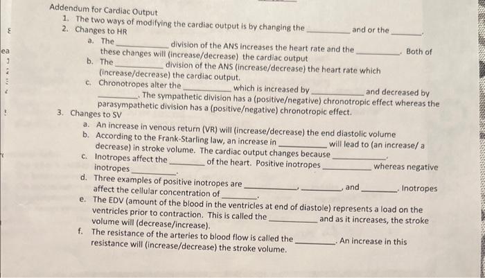 Solved Addendum for Cardiac Output 1. The two ways of | Chegg.com