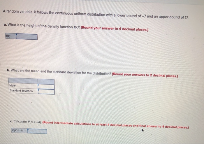 Solved A random variable X follows the continuous uniform | Chegg.com