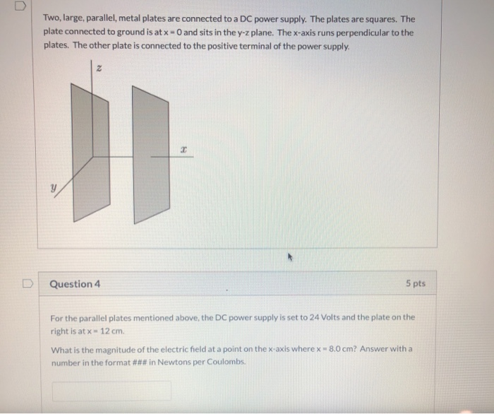 Solved Two, large, parallel, metal plates are connected to a | Chegg.com