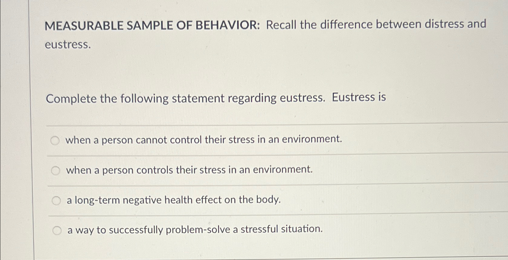 Solved MEASURABLE SAMPLE OF BEHAVIOR: Recall the difference | Chegg.com