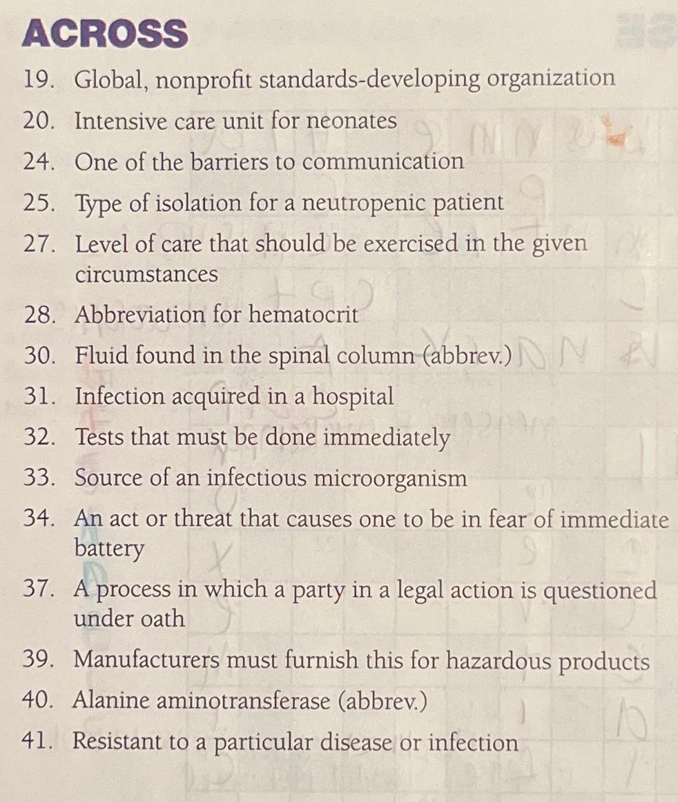 Solved ACROSS19. ﻿Global, nonprofit standards-developing | Chegg.com