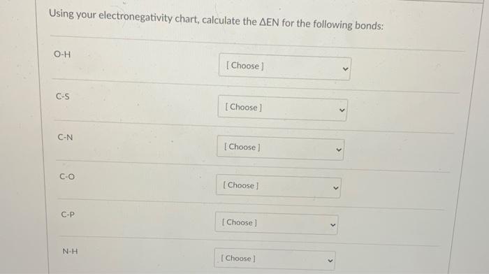 Solved Using your electronegativity chart, calculate the AEN | Chegg.com