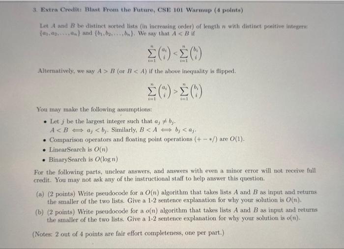 Solved Let A and B be distinct sorted lists (in increasing | Chegg.com