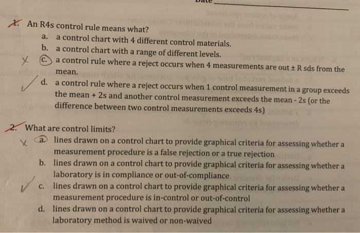 Solved a. X. An R4s control rule means what? a control chart | Chegg.com