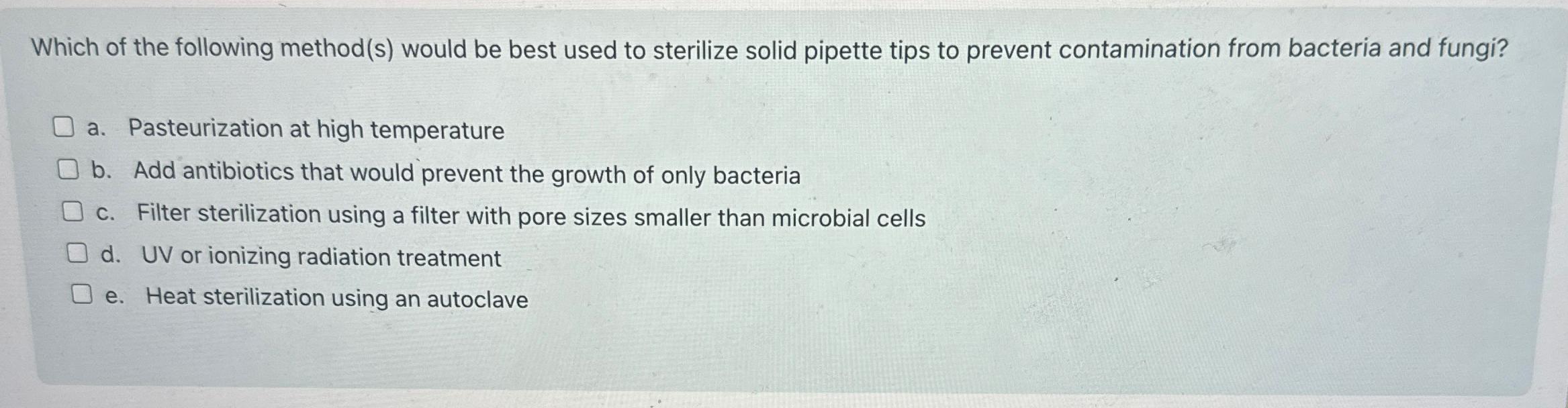 Solved Which of the following method(s) ﻿would be best used | Chegg.com