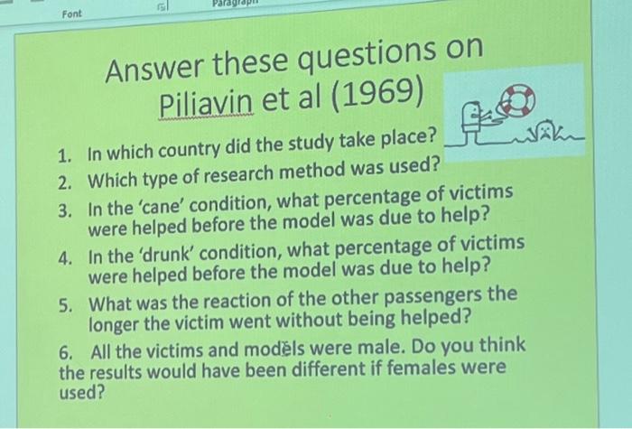 Solved Answer these questions on Piliavin et al (1969) 1. In | Chegg.com