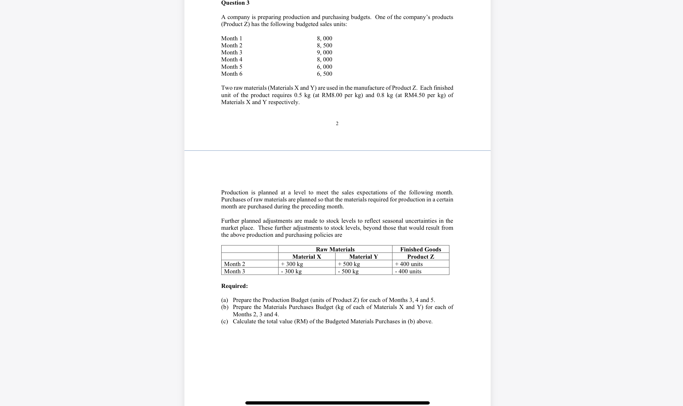 Solved Question 3A company is preparing production and | Chegg.com