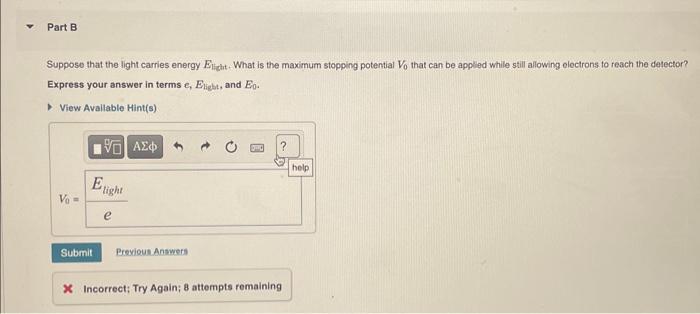 Solved Suppose that the light carries energy Elicht . What | Chegg.com