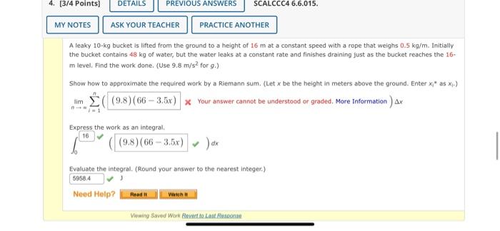 Solved A leaky 10−kg bucket is lifted from the ground to a | Chegg.com