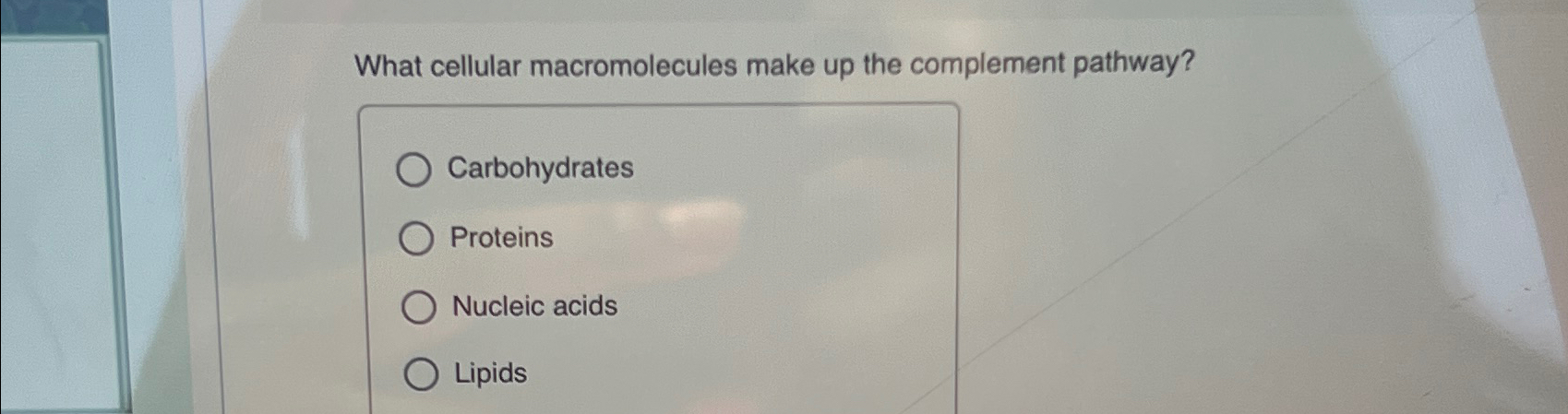 Solved What cellular macromolecules make up the complement | Chegg.com