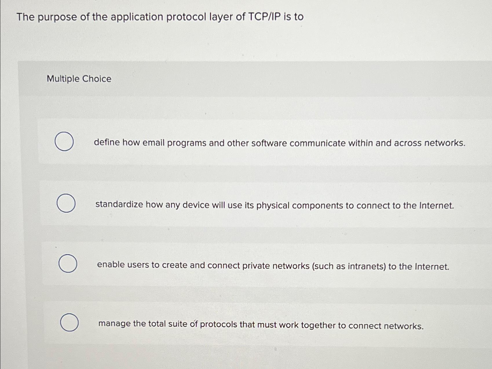 Solved The purpose of the application protocol layer of | Chegg.com