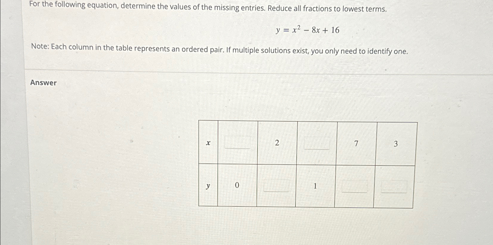 Solved For the following equation, determine the values of | Chegg.com