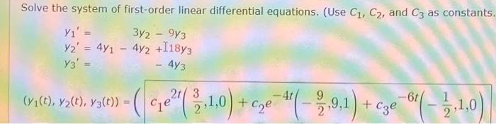 Solved Solve the system of first-order linear differential | Chegg.com