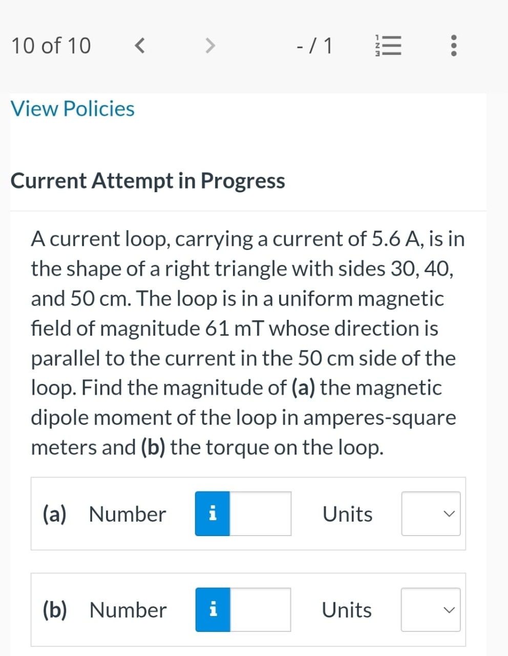 Solved 10 ﻿of 10/ 1View PoliciesCurrent Attempt in ProgressA | Chegg.com