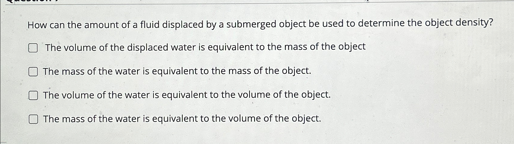 Solved How can the amount of a fluid displaced by a | Chegg.com