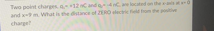 Solved Two point charges, q1=+12nC and q2=−4nC, are located | Chegg.com