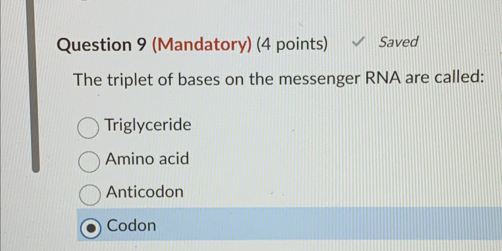Solved Question 9 (Mandatory) (4 ﻿points) ﻿SavedThe triplet | Chegg.com