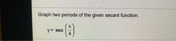 Solved Graph two periods of the given secant function. y = | Chegg.com