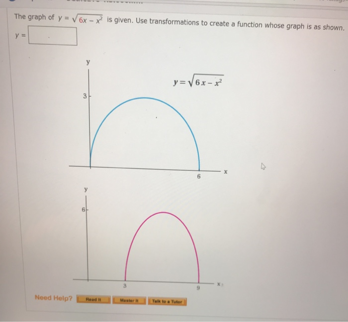 Solved The graph of y = 6x - x is given. Use transformations | Chegg.com