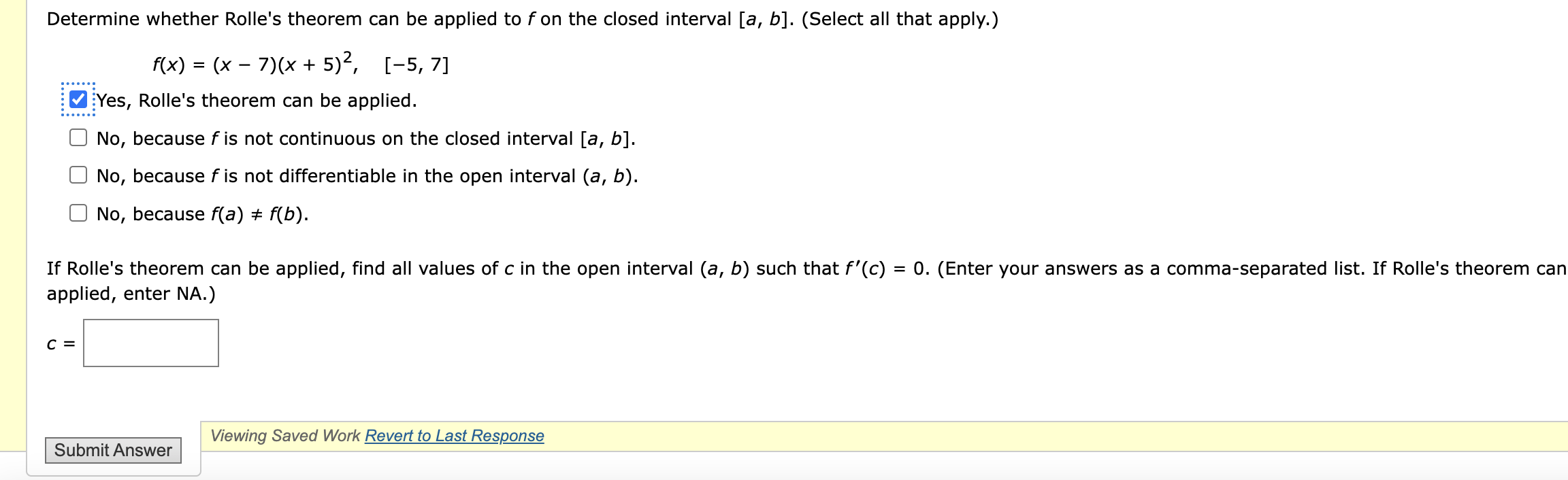 Solved Determine whether Rolle's theorem can be applied to f | Chegg.com