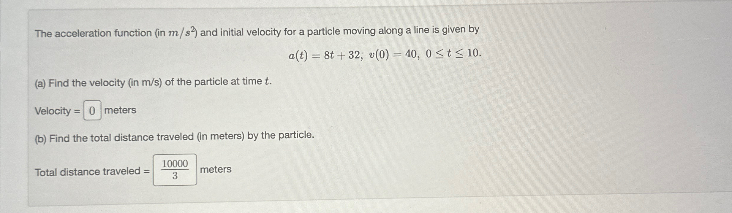 Solved The acceleration function (in ms2 ) ﻿and initial | Chegg.com