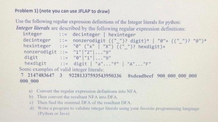 Solved Problem 1) (note you can use JFLAP to draw) Use the | Chegg.com