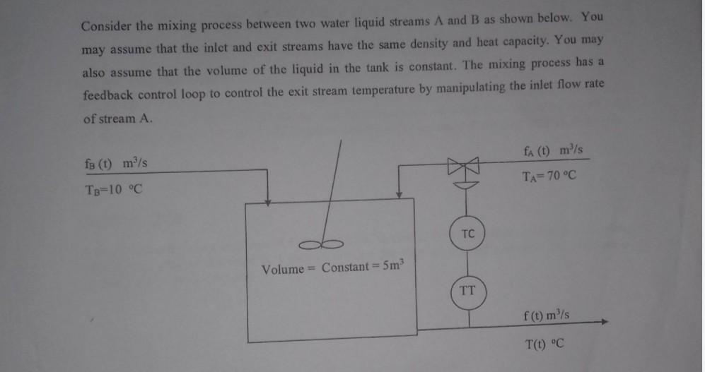 Solved Consider the mixing process between two water liquid | Chegg.com
