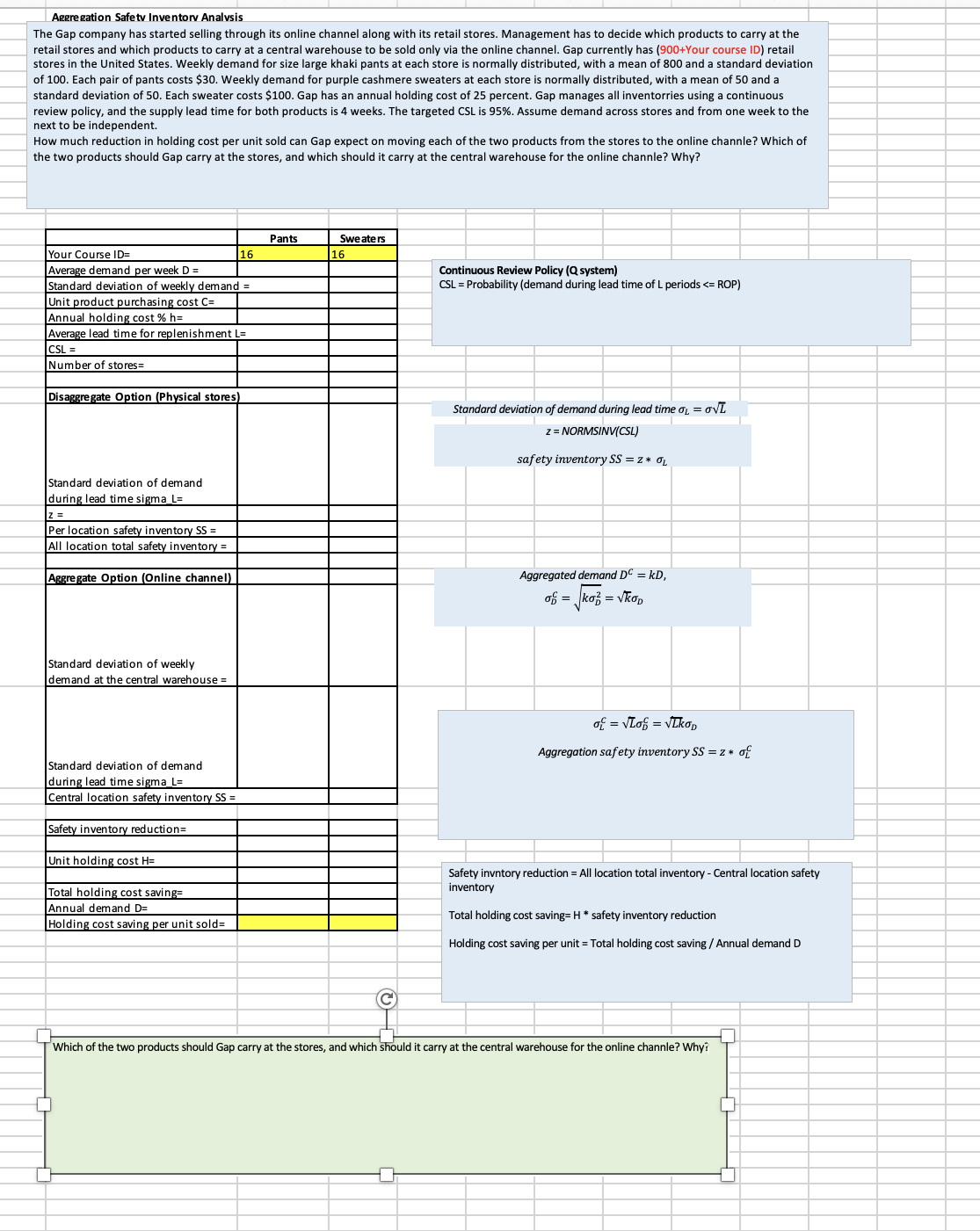 Solved ANSWER IN EXCEL, SHOW ALL FORMULAS BY USING "FORMULA | Chegg.com