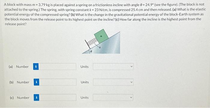 Solved A block with mass m=3.79 kg is placed against a | Chegg.com