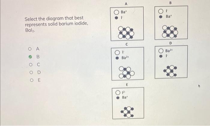 Solved Select the diagram that best represents solid barium | Chegg.com