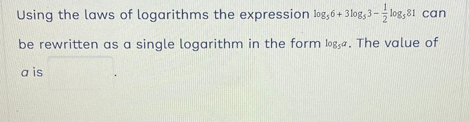 Solved Using the laws of logarithms the expression | Chegg.com