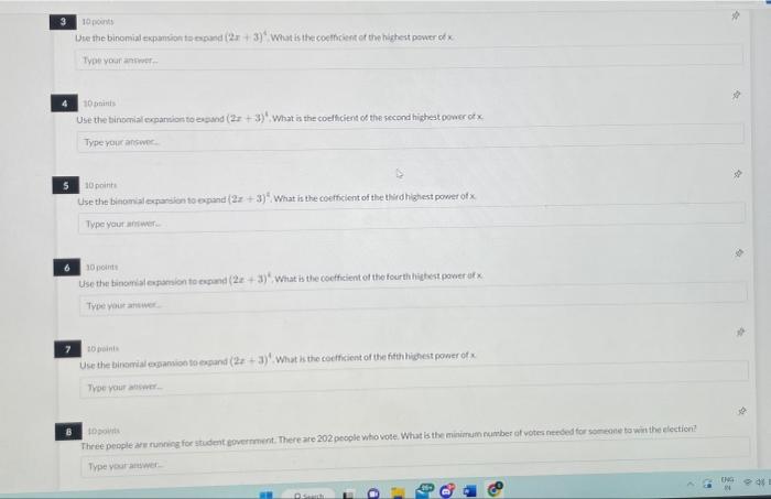 Solved 10 points Ure the binomial expansion ta eround | Chegg.com