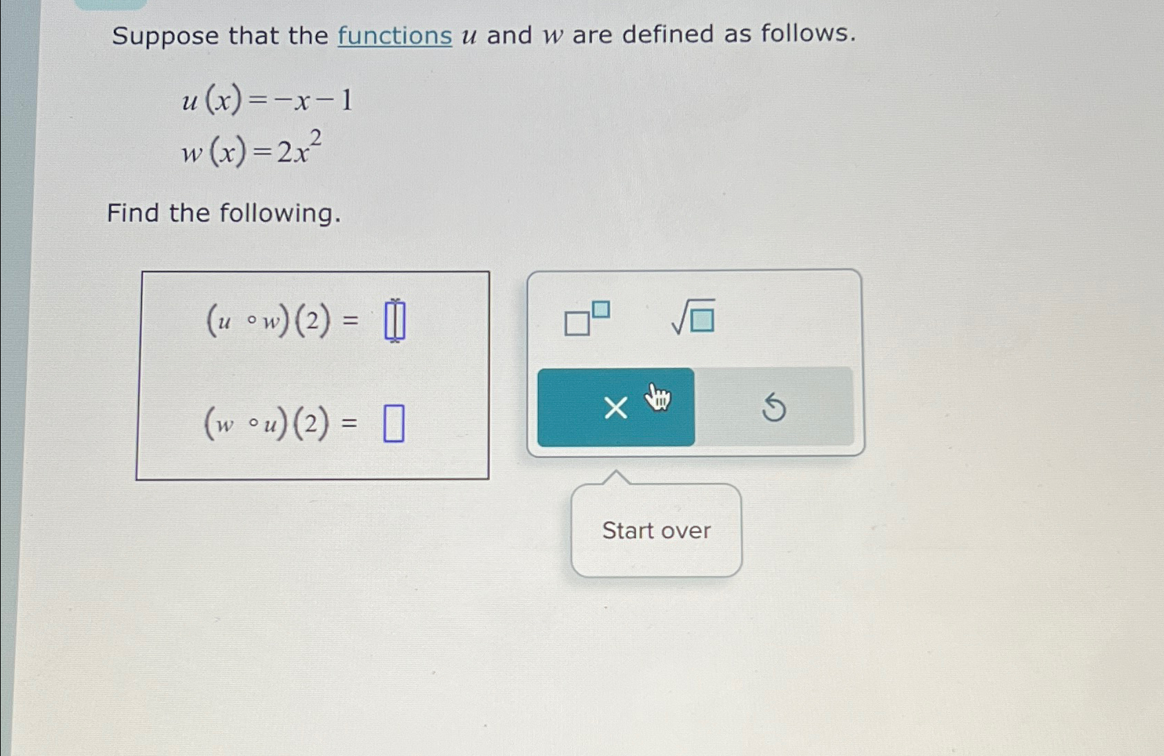 Solved Suppose that the functions u ﻿and w ﻿are defined as | Chegg.com