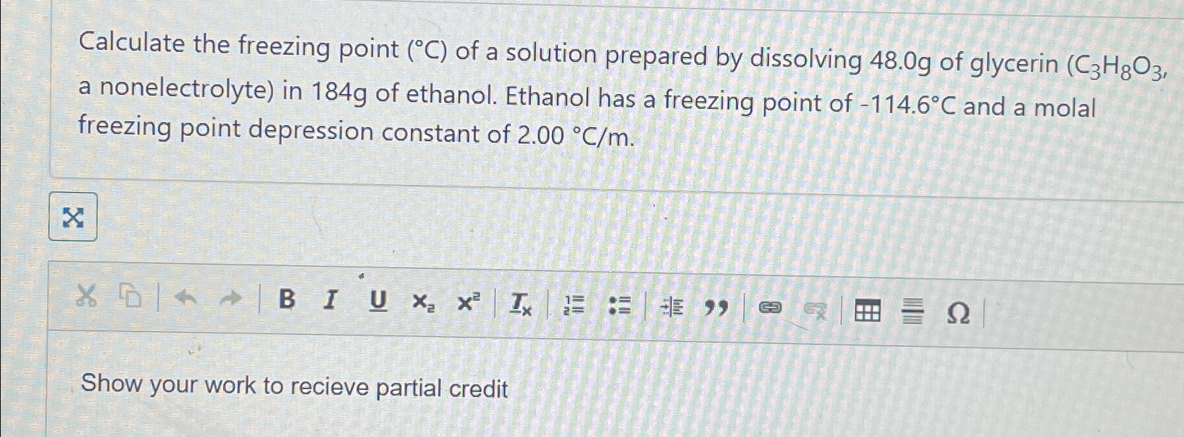 Solved Calculate the freezing point (°C) ﻿of a solution | Chegg.com