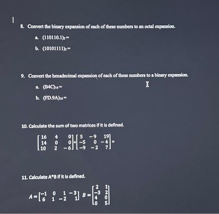 Solved 8 Convert The Binary Expansion Of Each Of These