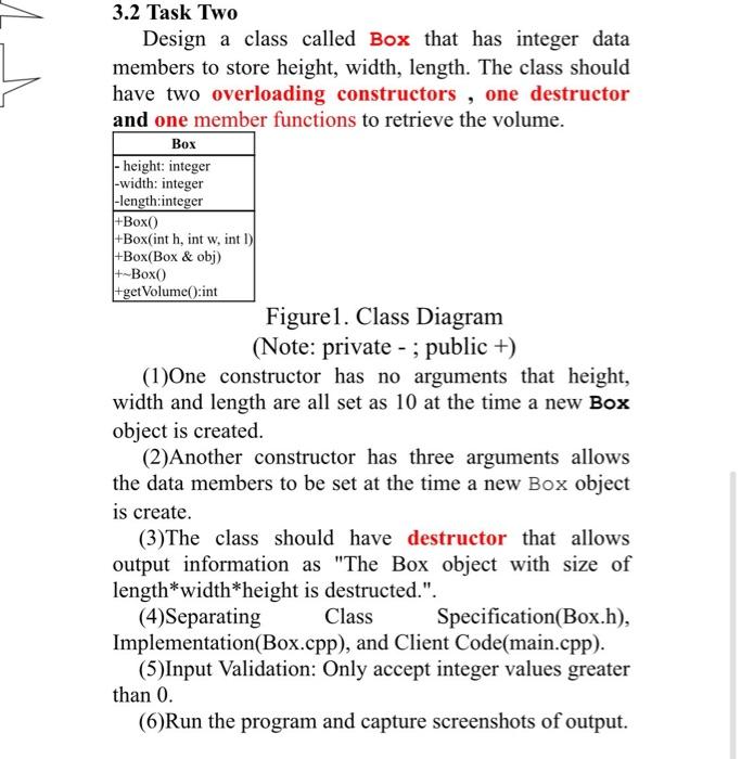 Solved } 3.2 Task Two Design a class called Box that has | Chegg.com