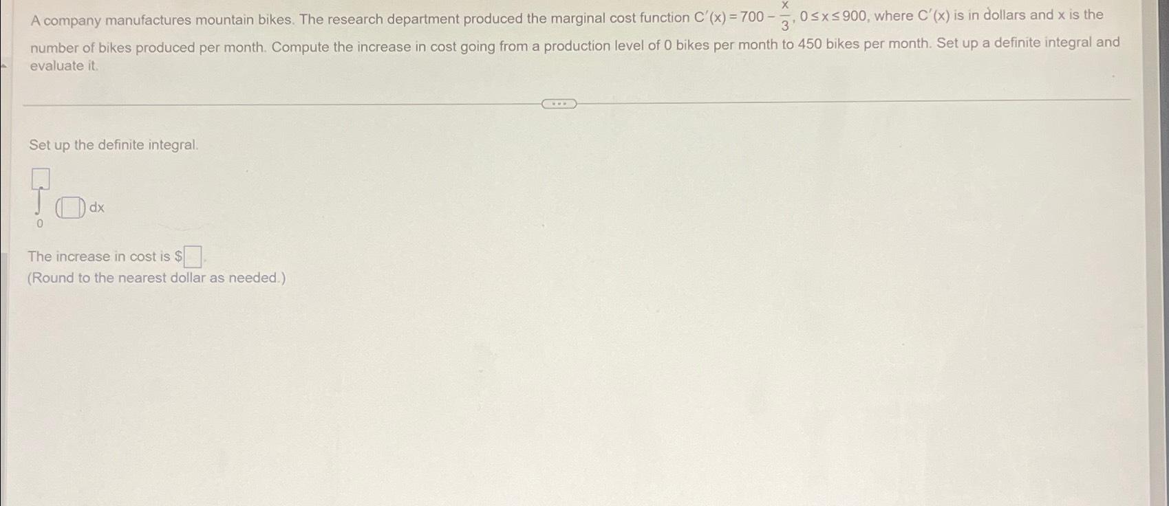 Solved A company manufactures mountain bikes. The research | Chegg.com