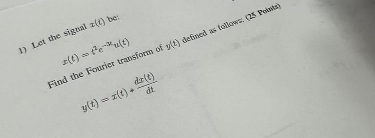 Solved Let the signal x(t) ﻿be:x(t)=t2e-3tu(t)Find the | Chegg.com