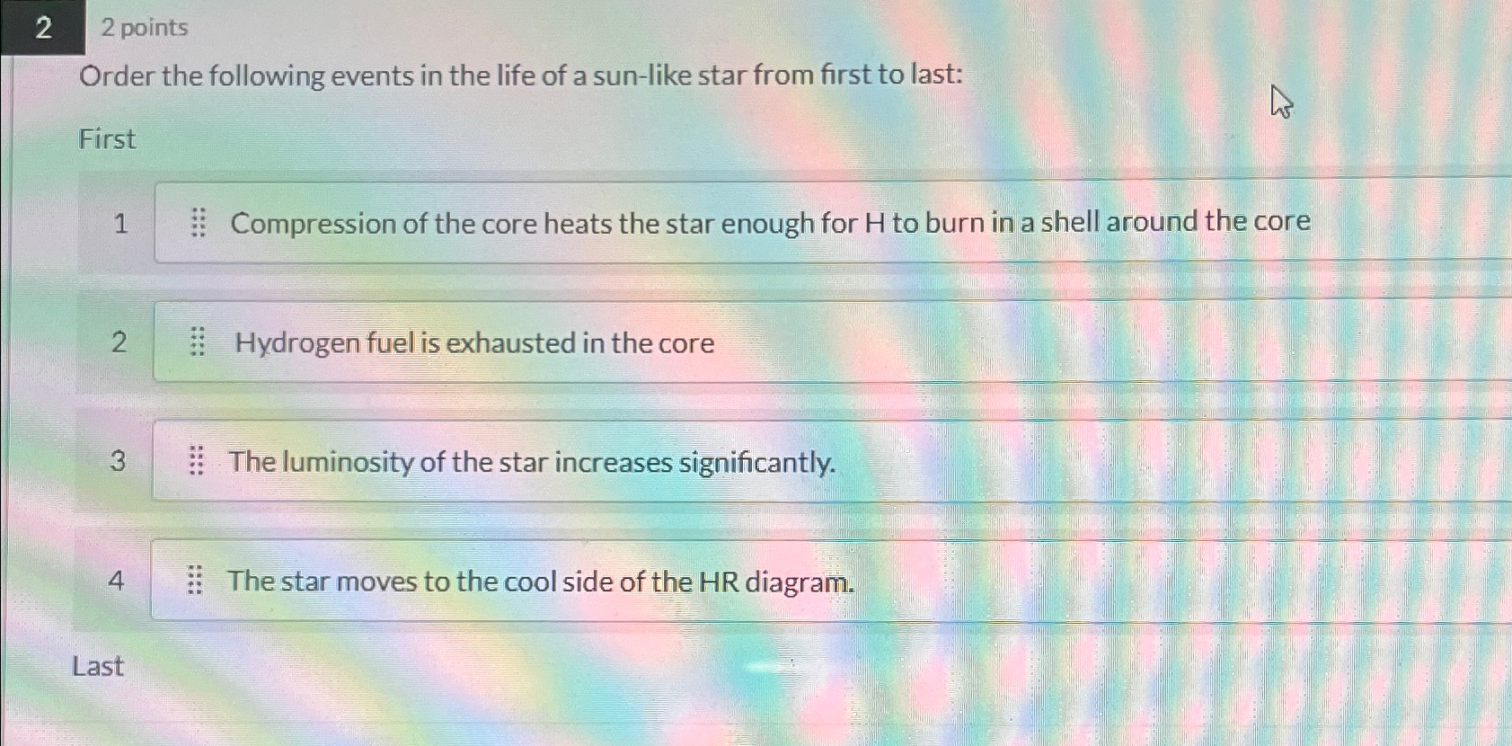 Solved 22 ﻿pointsOrder the following events in the life of a | Chegg.com