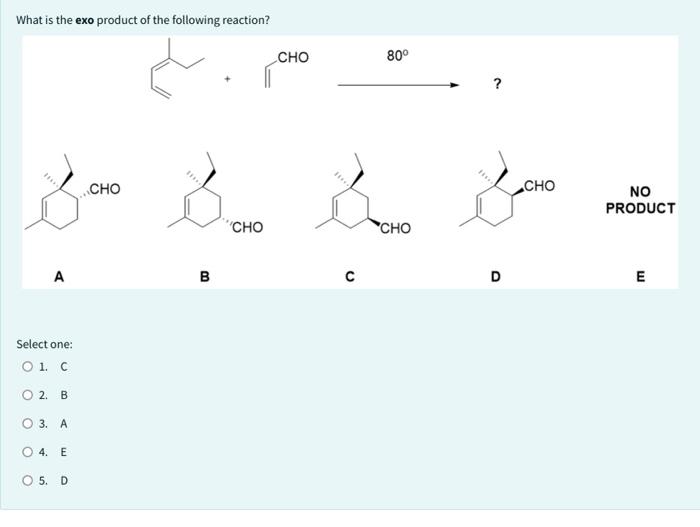 Solved What is the exo product of the following reaction? NO | Chegg.com
